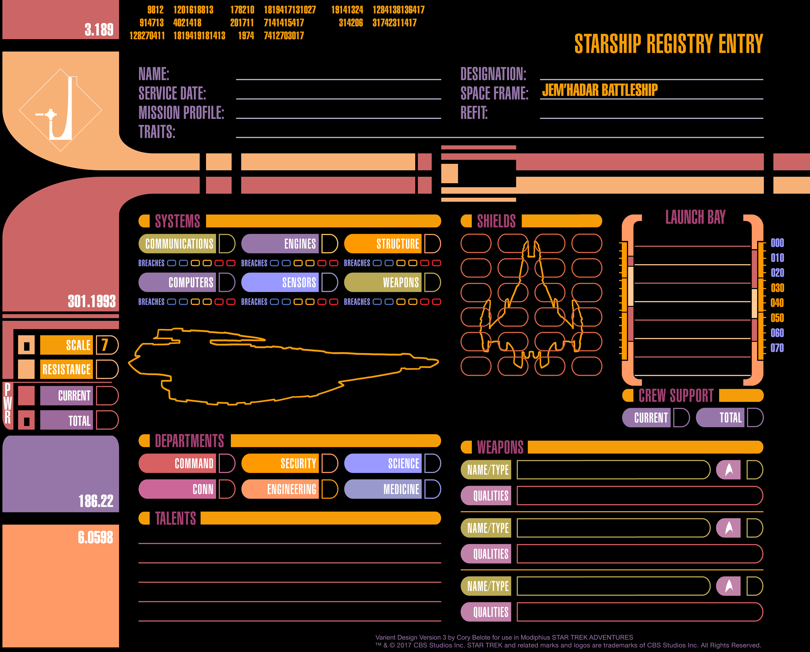 Cory Belote’s Ship Registry Sheets: Dominion Ships